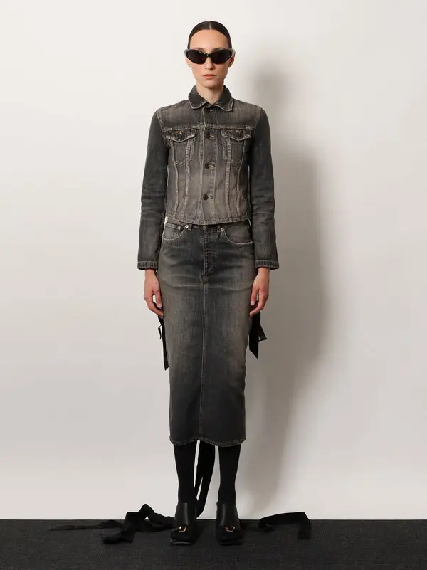 Balenciaga Maxi Denim Skirt With Criss-cross Lacing