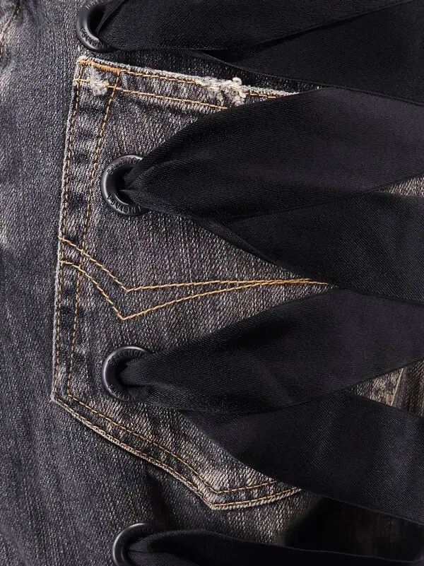 Balenciaga Maxi Denim Skirt With Criss-cross Lacing