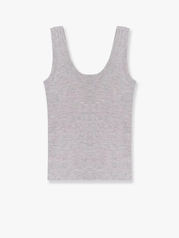 Brunello Cucinelli Ribbed Cashmere And Wool Tank Top With Monili Detail - Grey
