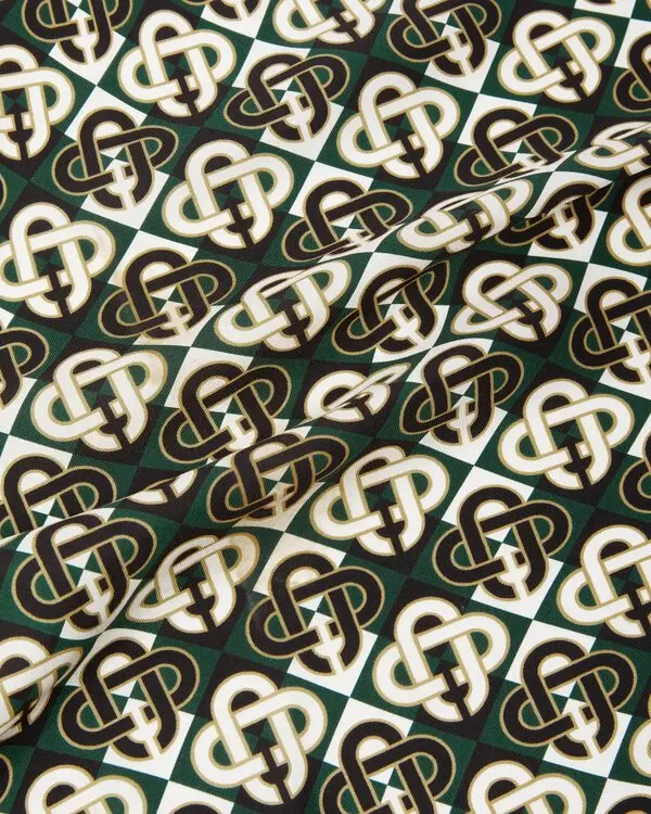 Casablanca Green & Navy Check Monogram Medium Silk Scarf By