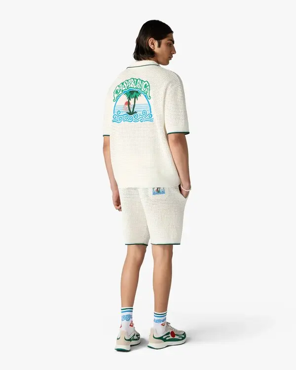 Casablanca Palm Tree Emblem Crochet Short Sleeve Shirt