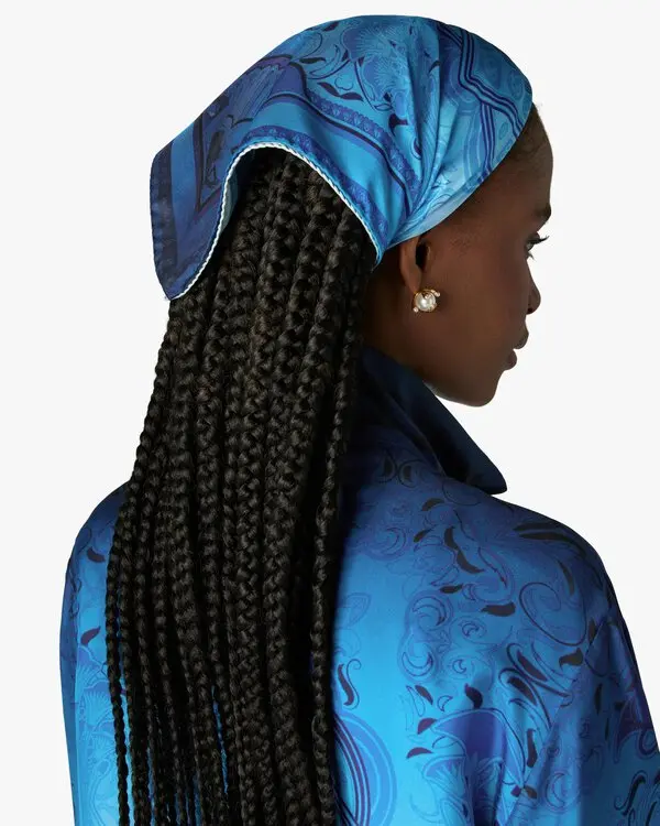 Casablanca Blue Gradient Egyptian Rug Medium Silk Scarf By