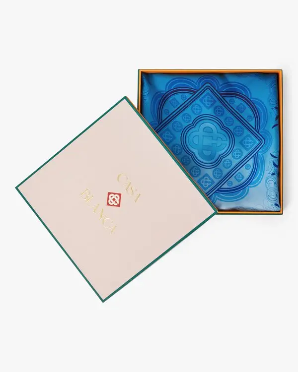 Casablanca Blue Gradient Egyptian Rug Medium Silk Scarf By