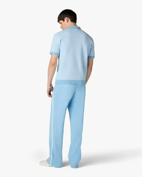 Casablanca Pinstripe Short Sleeve Knit Polo Shirt