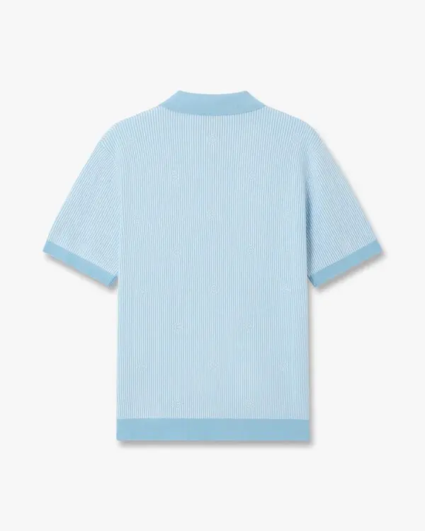 Casablanca Pinstripe Short Sleeve Knit Polo Shirt