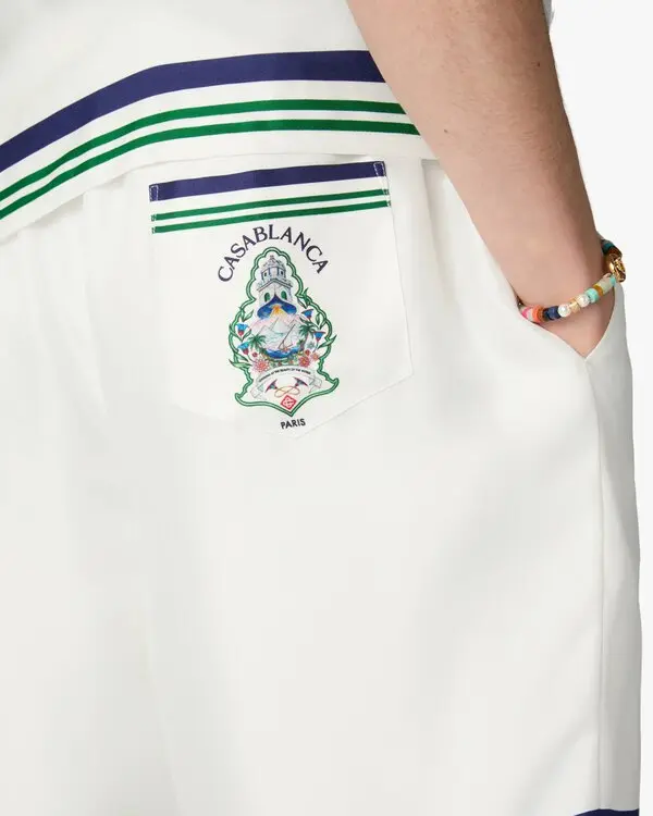 Casablanca Hotel Emblem Silk Shorts
