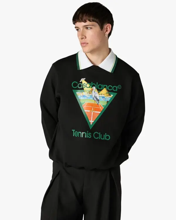 Casablanca Tennis Club Icon Pyramid Abduction Sweatshirt - Black