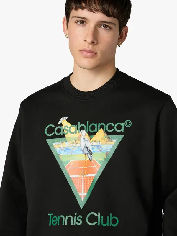 Casablanca Tennis Club Icon Pyramid Abduction Sweatshirt - Black