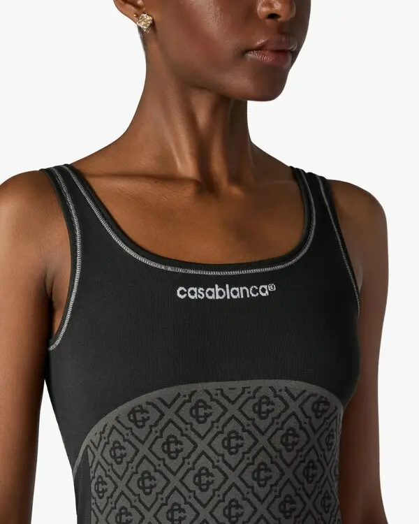 Casablanca Grey Seamless Monogram Mini Dress