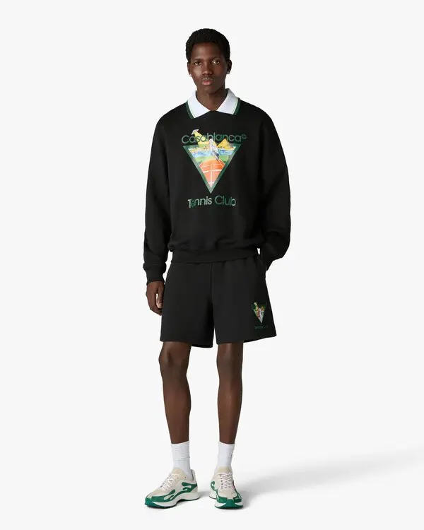 Casablanca Tennis Club Embroidered Sweatshorts - Black