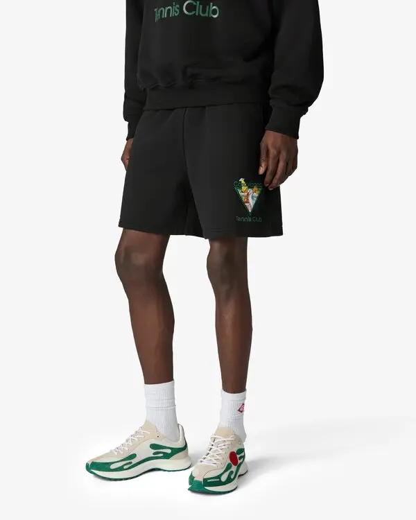 Casablanca Tennis Club Embroidered Sweatshorts - Black
