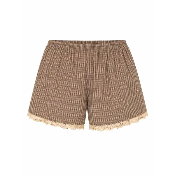 Carmen Says Plaid Balloon Shorts With Lace Trim