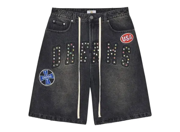 VALE FOREVER Embellished Denim Shorts - Black