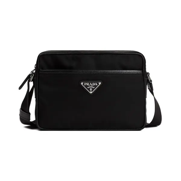 Prada Re-nylon Shoulder Bag With Signature Logo - Black