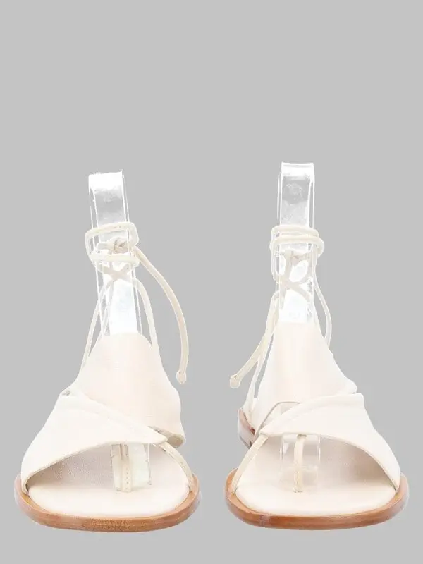 Hereu Leather Tie Detail Sandals - Cream
