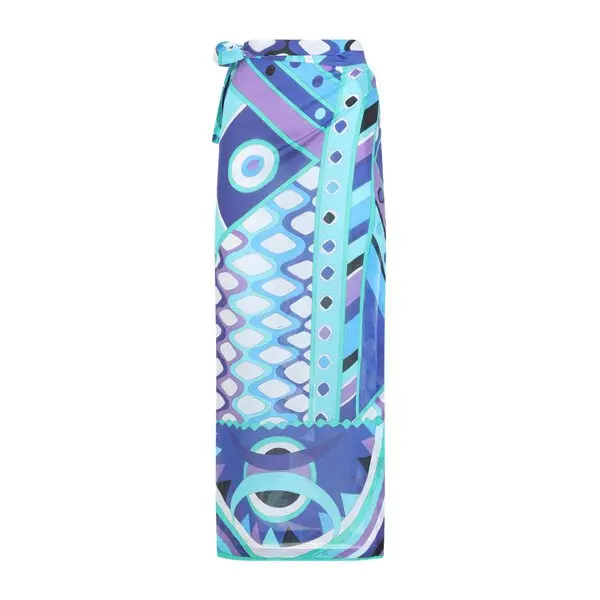 Emilio Pucci Sheer Wrap-style Pareo Skirt - Blue