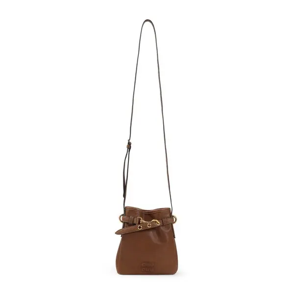 Miu Miu Nappa Leather Pouch With Adjustable Strap - Brown