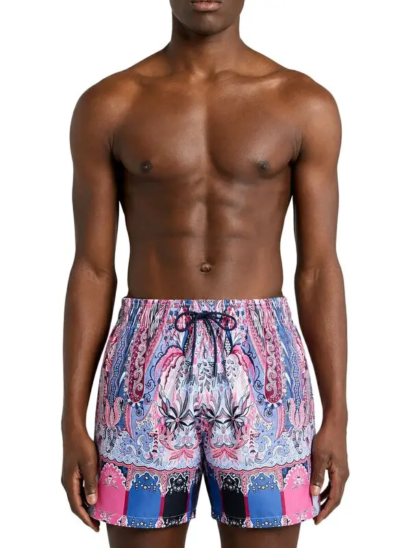 Etro Swim Shorts With Placed Floral Paisley Print - Multicolor