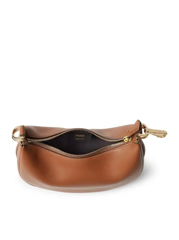 Fendi Mini Hobo Bag In Leather With Vintage Gold Metal Lettering - Multicolor