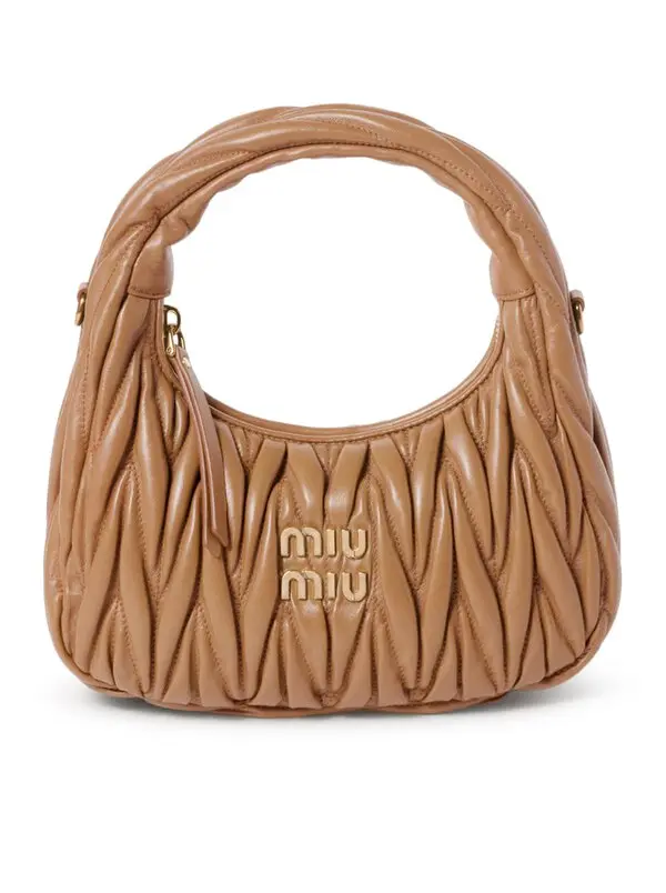 Miu Miu Wander Hobo Bag In Matelassé Nappa Leather - Multicolor