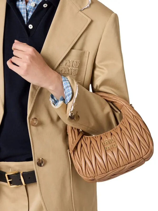 Miu Miu Wander Hobo Bag In Matelassé Nappa Leather - Multicolor