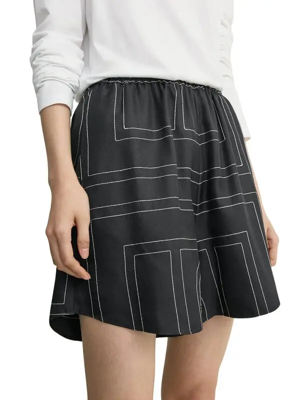 TOTEME Silk Monogram Shorts - Black