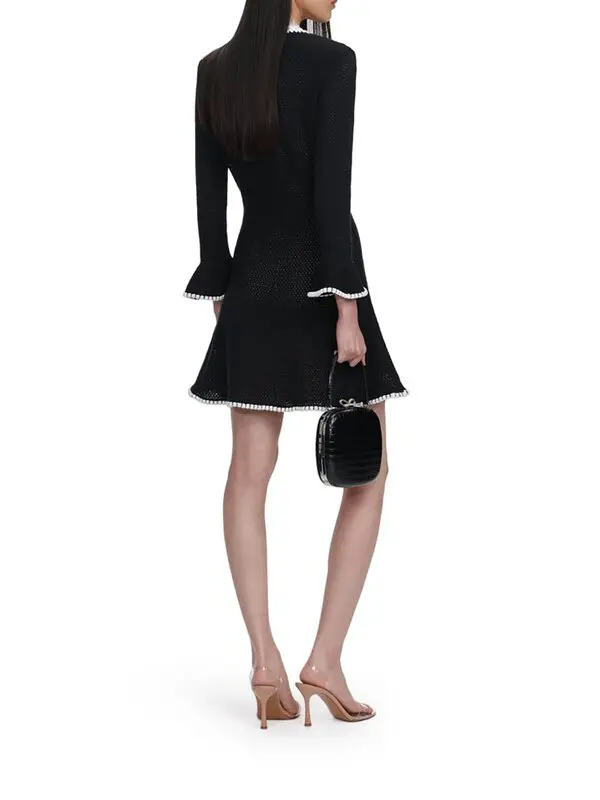 SELF-PORTRAIT Lace Trim Knit Mini Dress