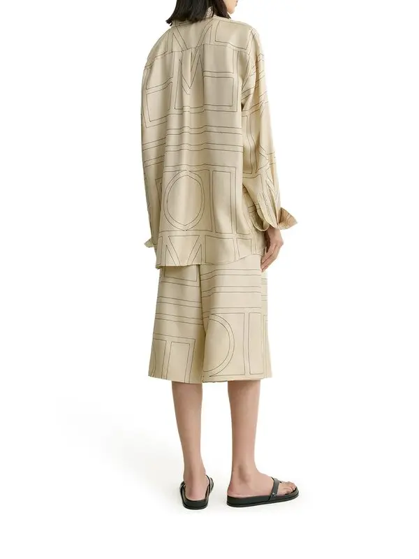 TOTEME Silk Shirt With Monogram Embroidery - Cream