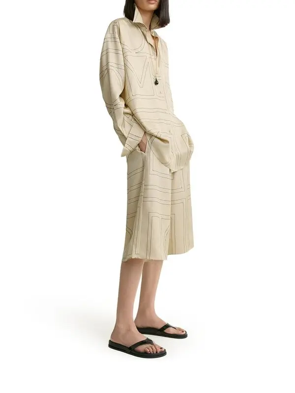 TOTEME Silk Shirt With Monogram Embroidery - Cream