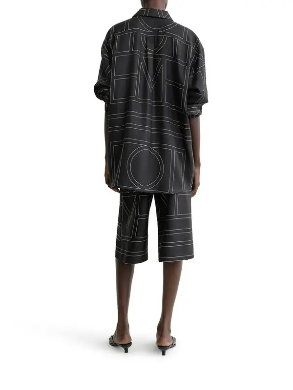 TOTEME Silk Shirt With Monogram Embroidery - Black