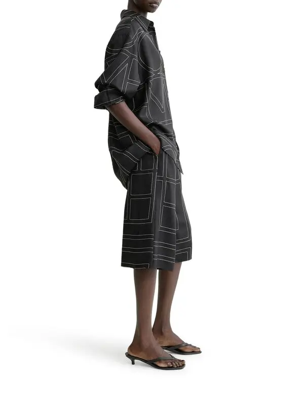 TOTEME Silk Shirt With Monogram Embroidery - Black