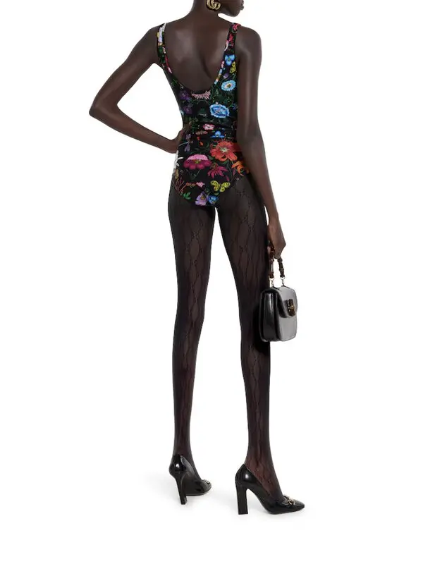 Gucci Sparkling Printed Jersey U-neck Swimsuit