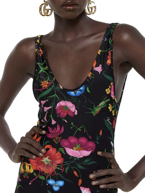 Gucci Sparkling Printed Jersey U-neck Swimsuit