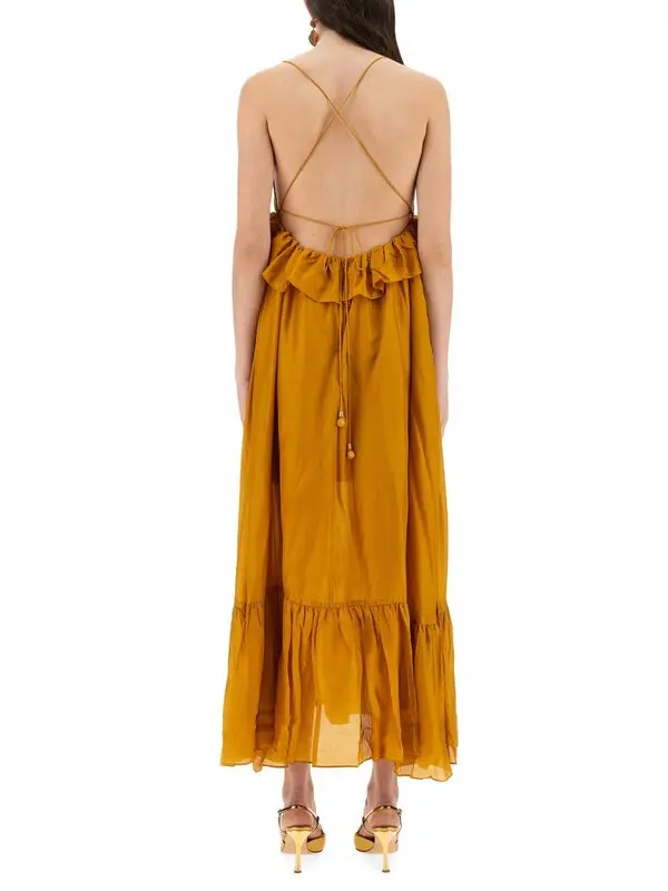 Zimmermann Rhiannon Silk Dress In Gold - 33% Off | Editorialist