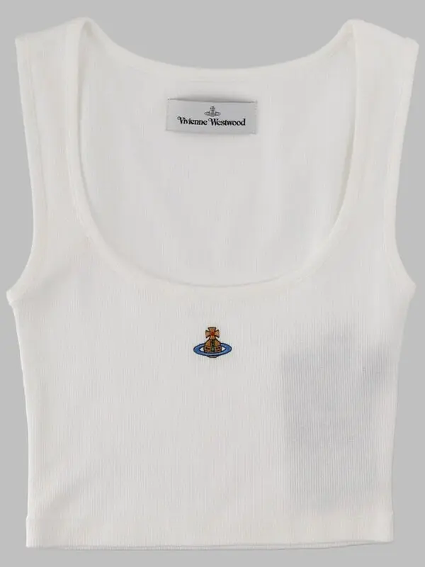 VIVIENNE WESTWOOD Ribbed Cropped Tank Top - White