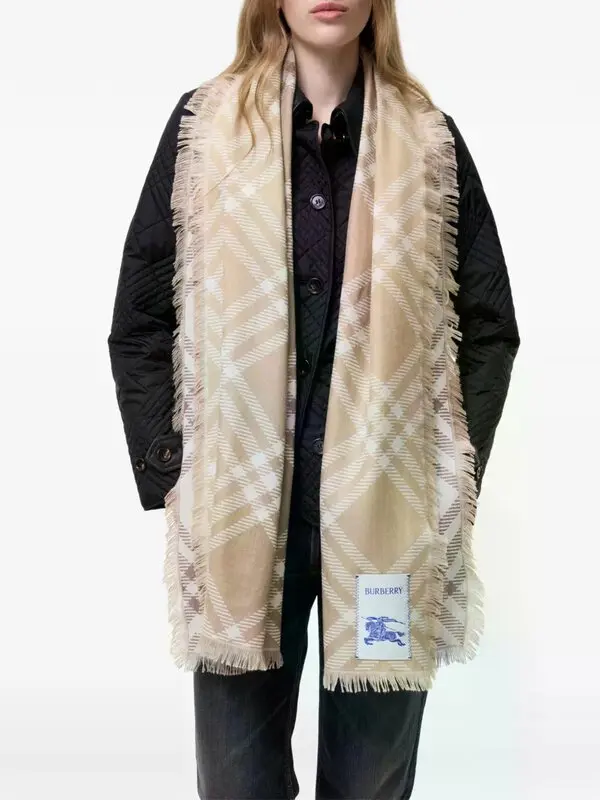 Burberry Gradient Check Wool Silk Scarf - Neutrals