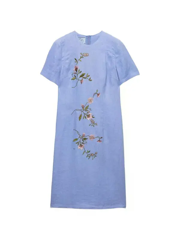 Prada Embroidered Linen Dress