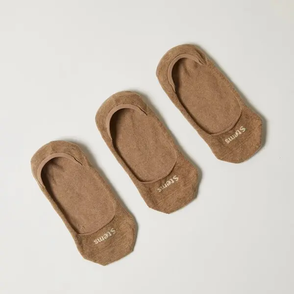STEMS 3-pack Invisible Socks - Brown