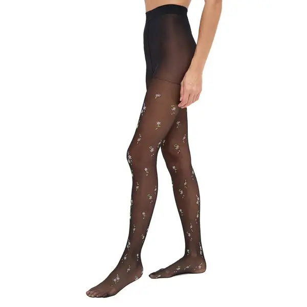 STEMS Pretty Flowers Sheer Tights - Black