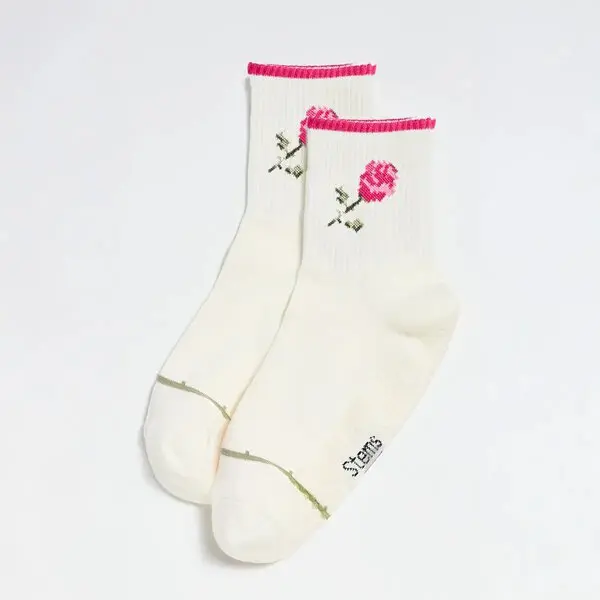 STEMS Crew Socks With Motif - Rosa