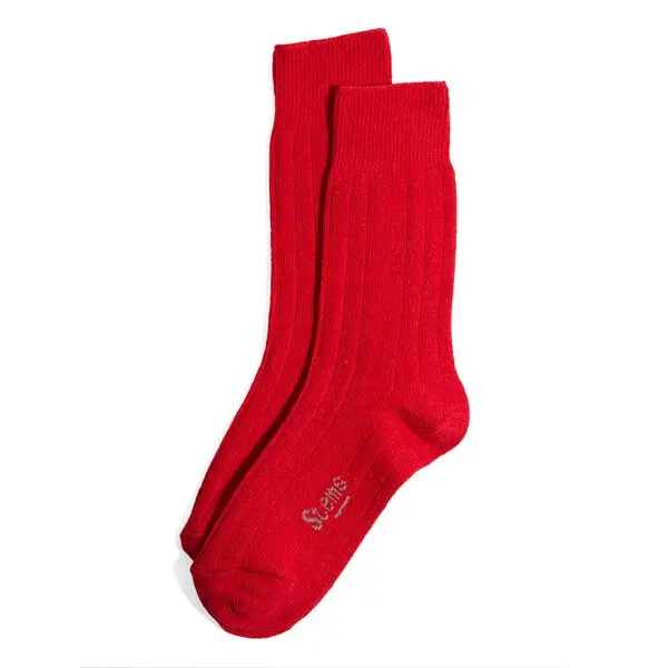 STEMS Lux Merino Cashmere Crew Socks - Red