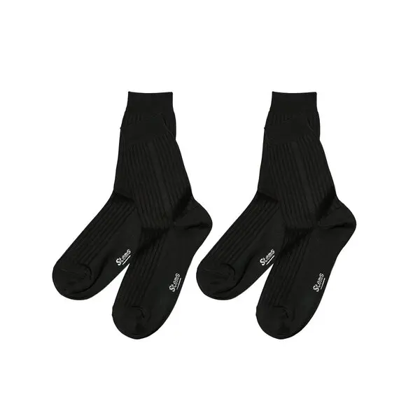 STEMS 2-pack Italian Silky Rib Crew Socks - Black