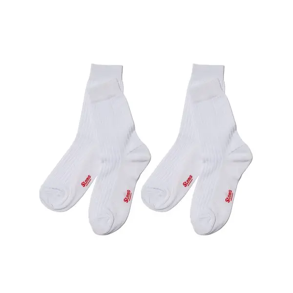 STEMS 2-pack Italian Silky Rib Crew Socks - Ivory