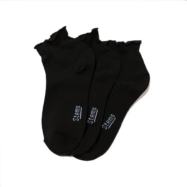 STEMS 3-pack Everyday Ruffle Ankle Socks - Black