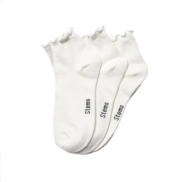 STEMS 3-pack Everyday Ruffle Ankle Socks - White