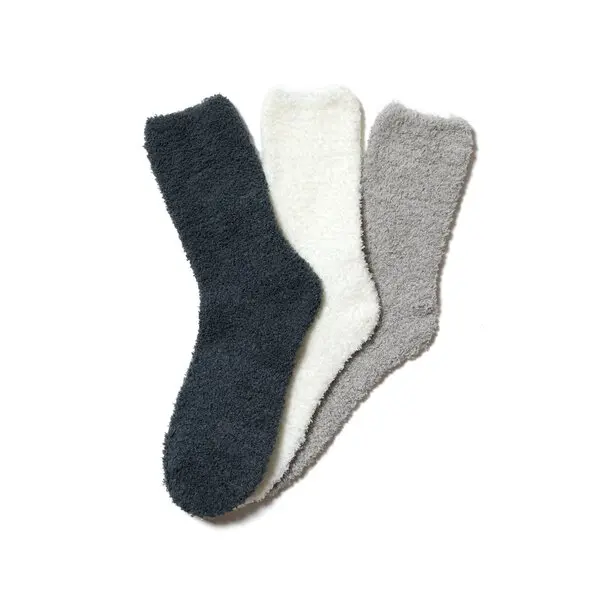 STEMS 3 Pack Plush Cozy Socks - Grey