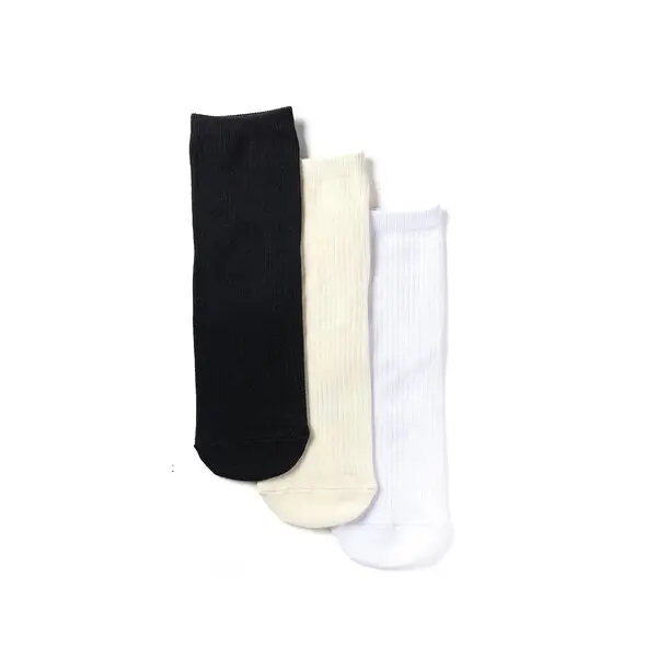 STEMS 3-pack Ribbed Ankle Socks - Black Cream White