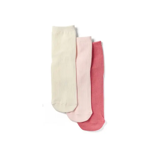 STEMS 3-pack Ribbed Ankle Socks - Pink Blush Cream
