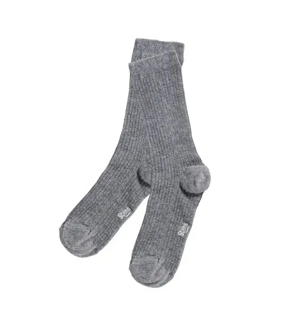 STEMS Cotton Cashmere Ribbed Socks - Grey