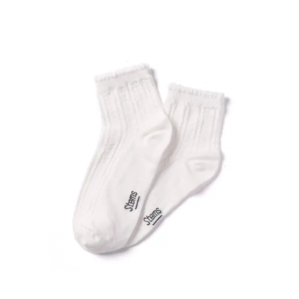 STEMS Pointelle Short Crew Socks - Ivory